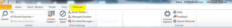 Mimecast Outlook Plugin | Tabush Knowledge Base